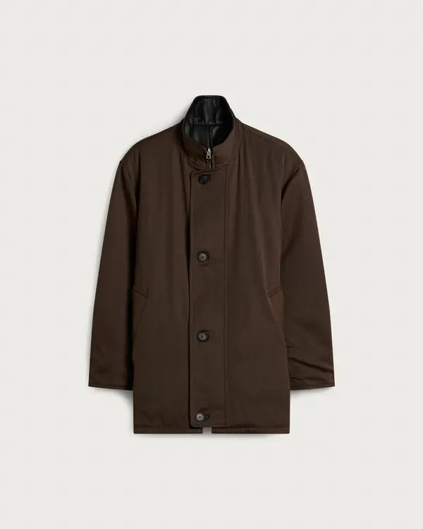 Auralee Reversible Coat Jacket - Brown Chambray/black