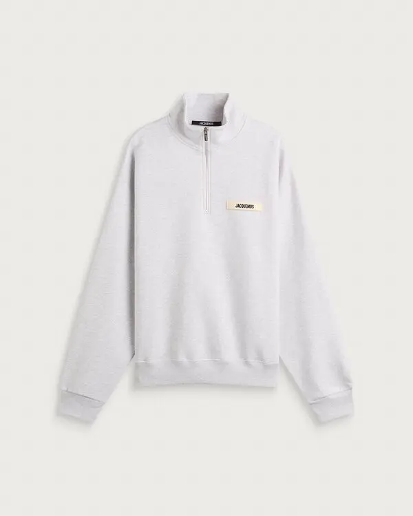 Jacquemus Grosgrain Zip Sweatshirt - Grey 2