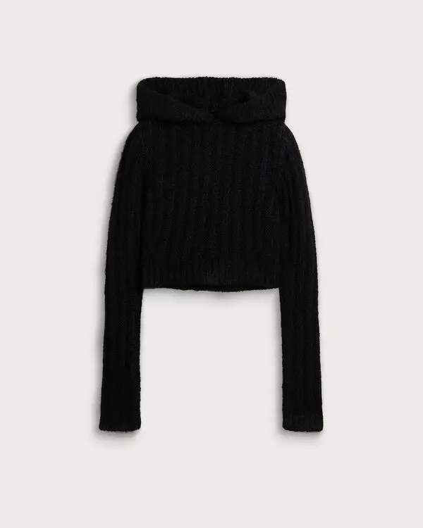 Rick Owens Long Sleeve Crop Hood Top - Black