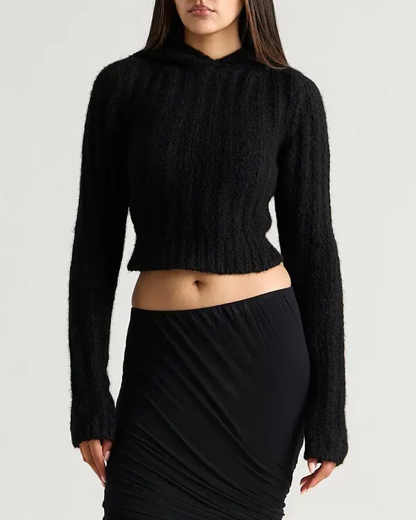Rick Owens Long Sleeve Crop Hood Top