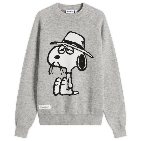 BUTTER GOODS X Peanuts Spike Knit Sweater - Ash