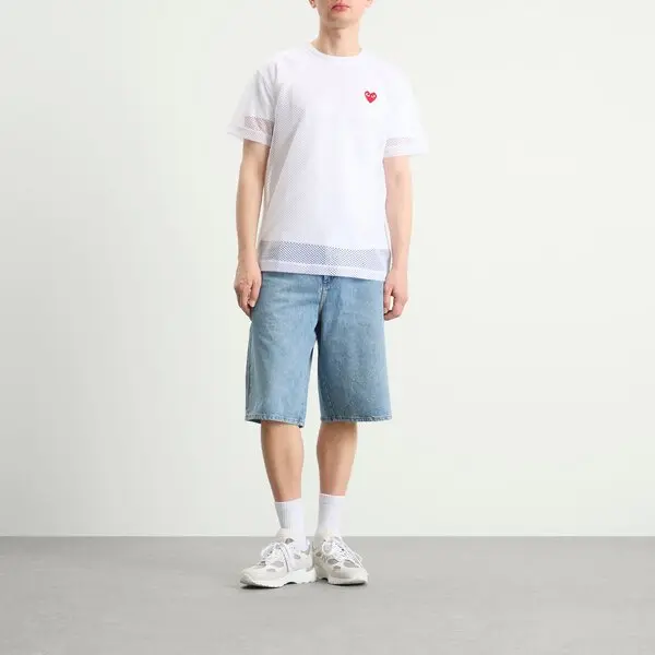 Play Comme Des Garcon Mesh T-shirt Red Emblem