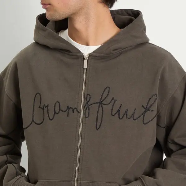 BRAM'S FRUIT Garden Hose Chain Stitch Zip Hoodie