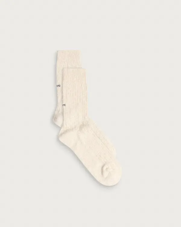 ROTOTO Organic Cotton Slub Crew Sock - Ecru