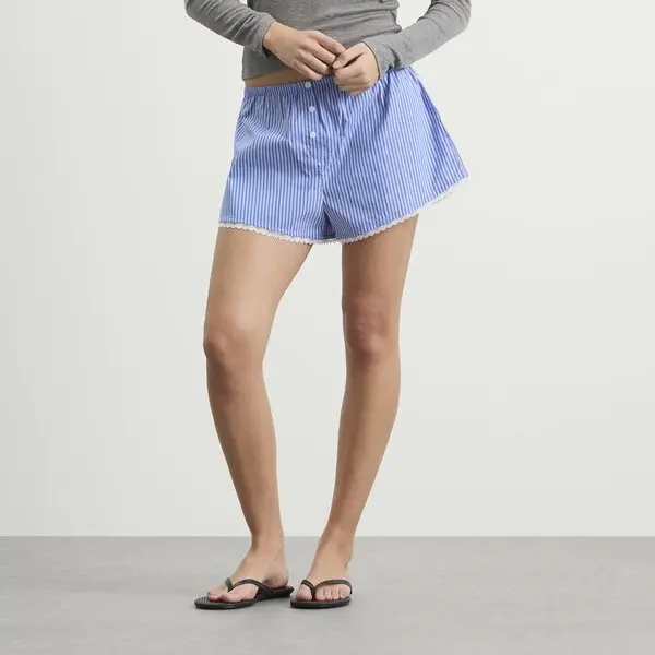Good American Poplin Lace Trimmed Boxer Shorts
