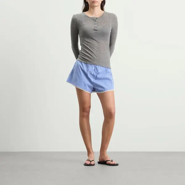 Good American Poplin Lace Trimmed Boxer Shorts