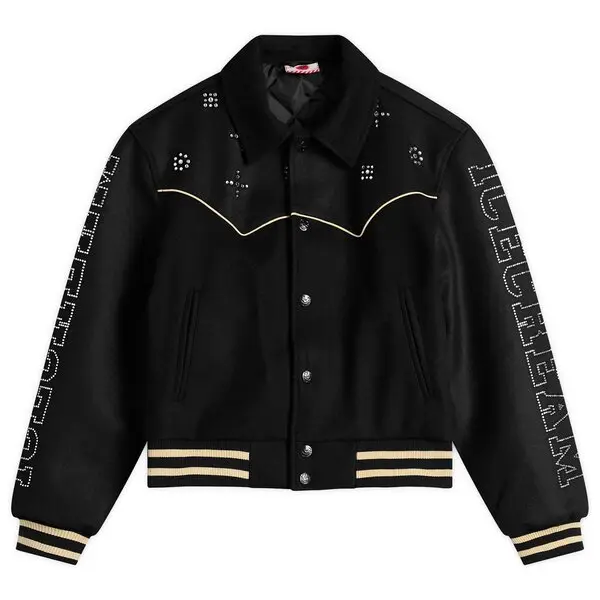 ICECREAM Western Crystal Varsity Jacket - Black