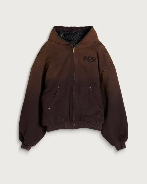 WILLY CHAVARRIA Quilted Hooded Jacket - Uniform Brown