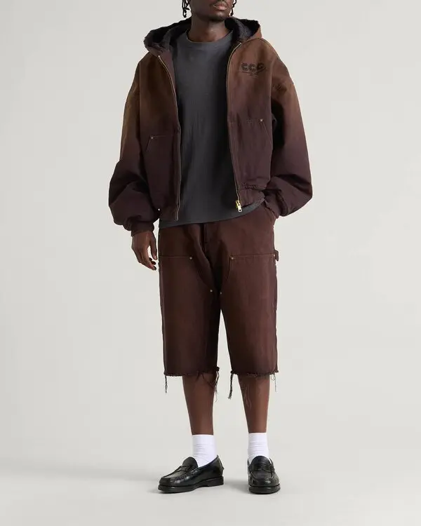 WILLY CHAVARRIA Quilted Hooded Jacket - Uniform Brown
