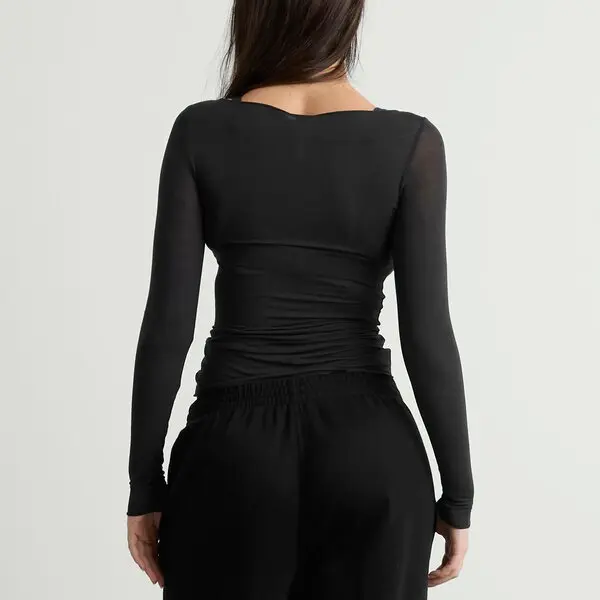 SKIMS Sheer Modal Long Sleeve Wide Neck Top
