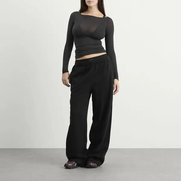 SKIMS Sheer Modal Long Sleeve Wide Neck Top