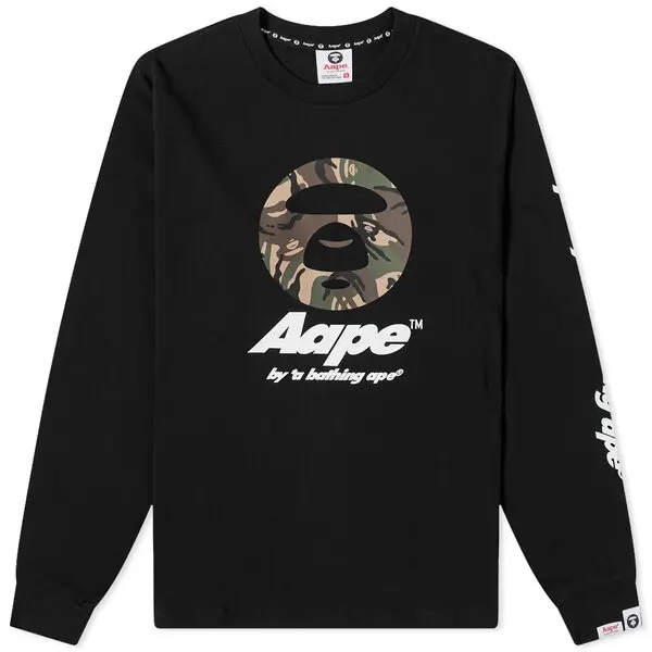 AAPE BY *A BATHING APE New Face Long Sleeve T-shirt - Black