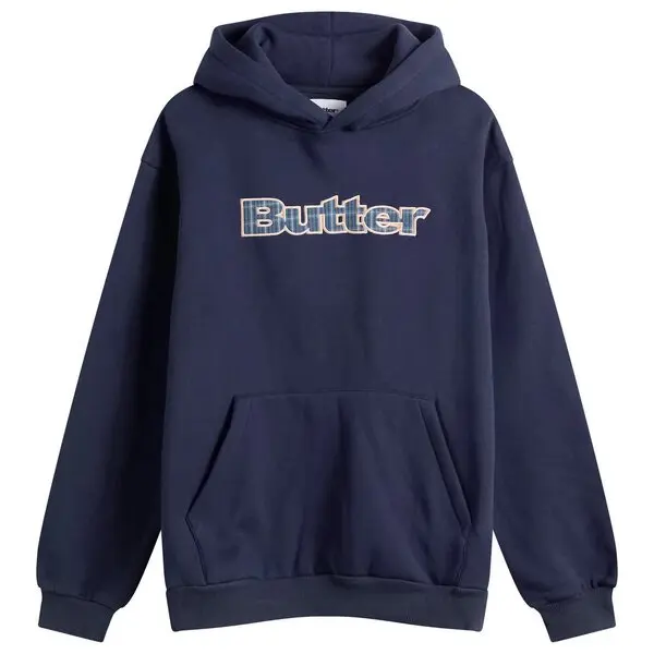 BUTTER GOODS Plaid Logo Applique Hoodie