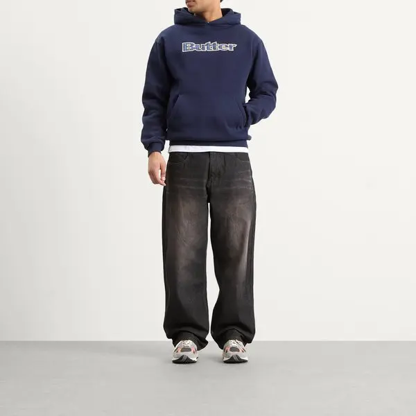 BUTTER GOODS Plaid Logo Applique Hoodie