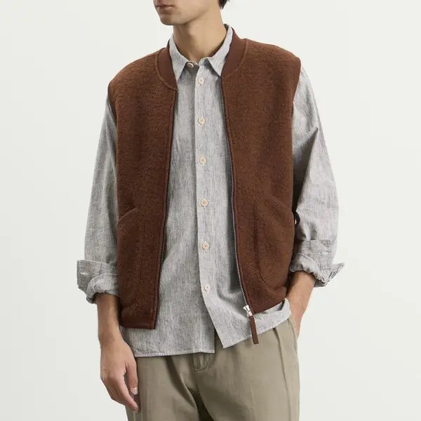 Universal Works Wool Fleece Zip Waistcoat Jacket