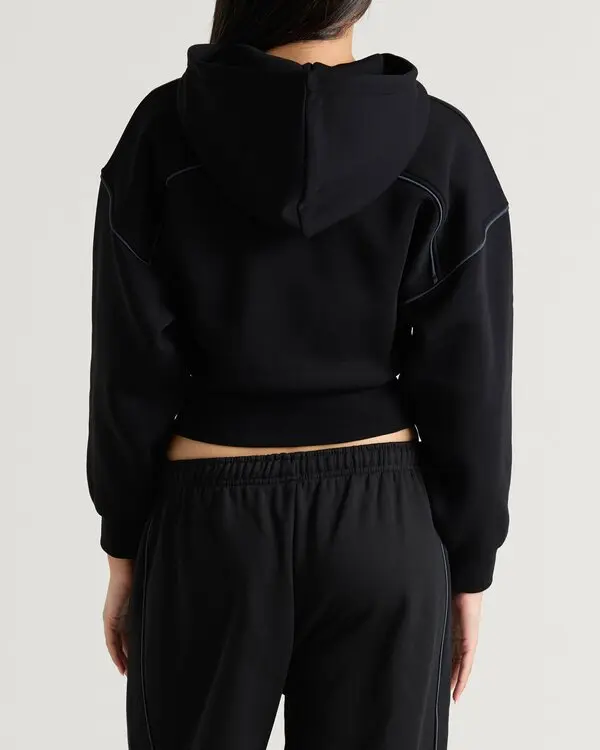 TALA Piped Cocoon Zip Through Hoodie - Black