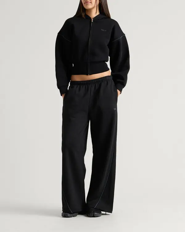 TALA Piped Cocoon Zip Through Hoodie - Black