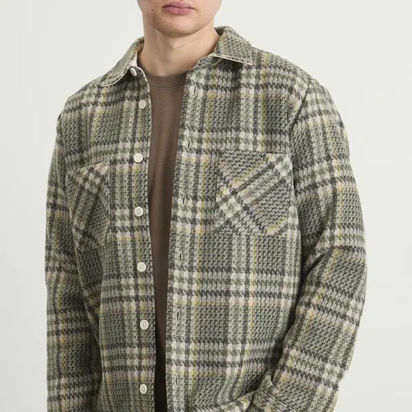WAX LONDON Whiting Check Wool Blend Overshirt