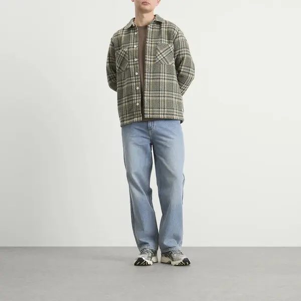 WAX LONDON Whiting Check Wool Blend Overshirt