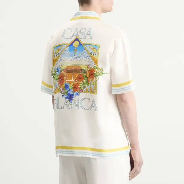Casablanca Tennis Landscape Cuban Collar Shirt