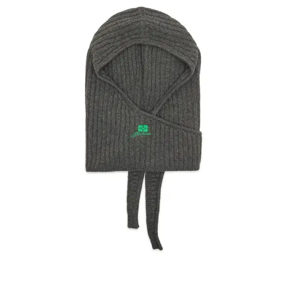 GANNI Core Future Wool Knit Balaclava - Charcoal Grey