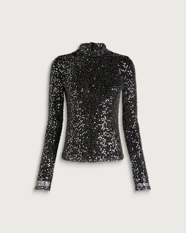 Isabel Marant Étoile Toile Lou Sequin Long Sleeve Top - Silver