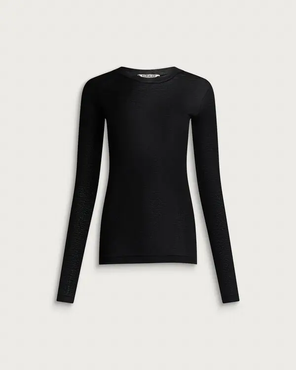 Auralee Sheer Rib Long Sleeve Top