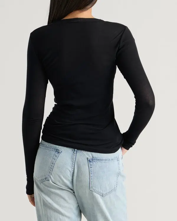 Auralee Sheer Rib Long Sleeve Top