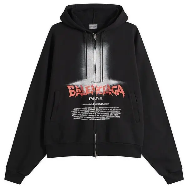 Balenciaga Oversized Zip-up Hoodie - Black