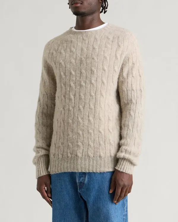 DRAKE'S Brushed Shetland Cable Jumper