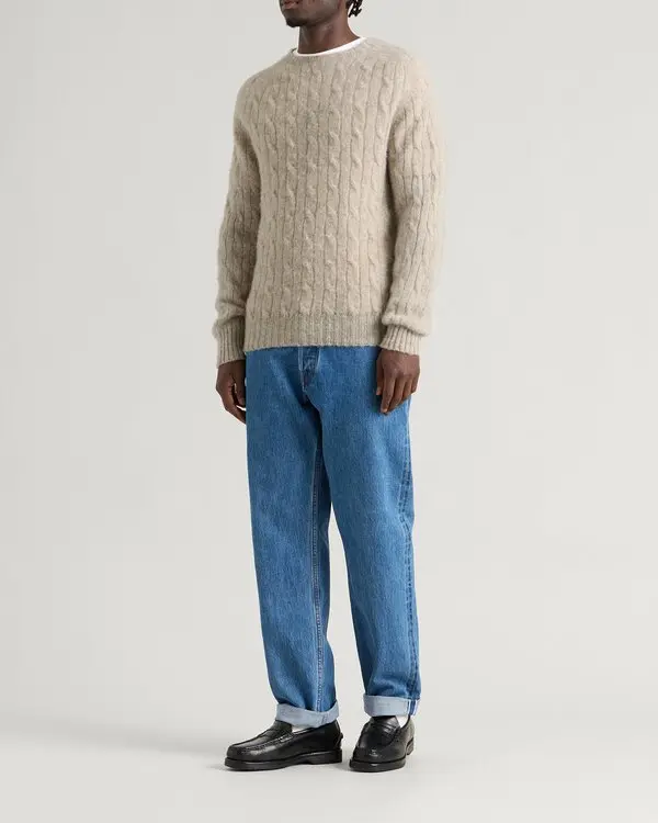 DRAKE'S Brushed Shetland Cable Jumper