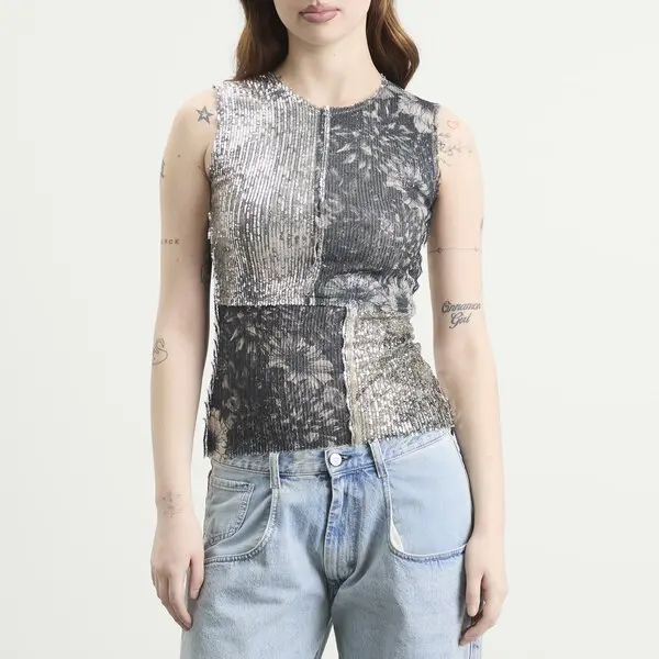 MAISON MARGIELA Patchwork Sequin Top | Size: | Elastane/polyamide | End Clothing