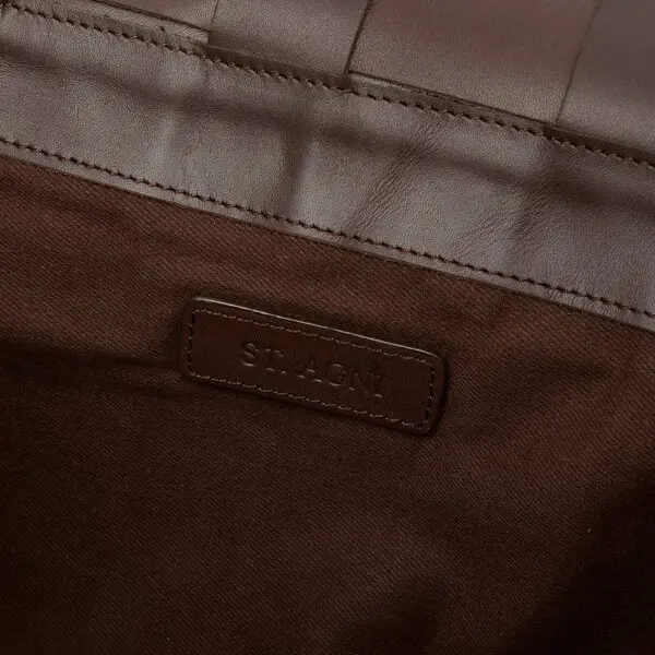 ST. AGNI Woven Envelope Slim Tote - Chocolate
