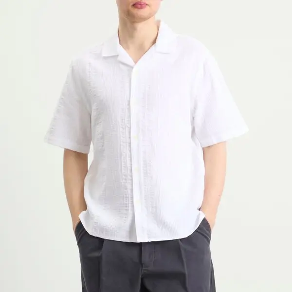 WAX LONDON Didcot Double Weave Grid Vacation Shirt