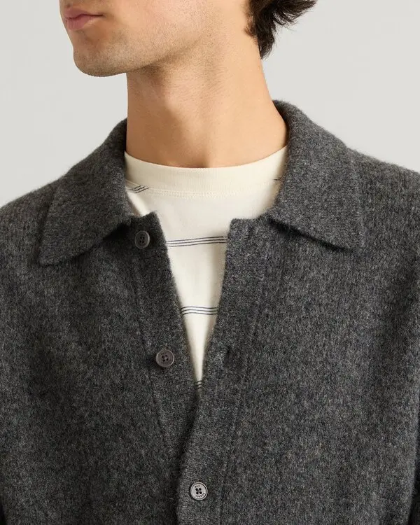 WAX LONDON Tristan Fluffy Wool Long Sleeve Polo