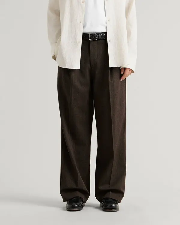 WAX LONDON Piper Wool Blend Two Tone Pleated Trousers