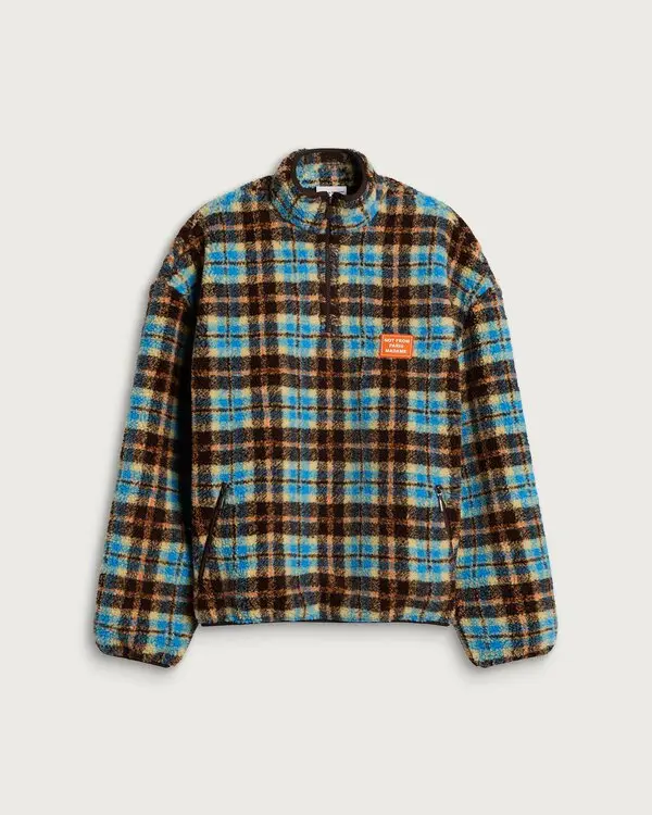Drole De Monsieur Checked Sherpa Half Zipped Jacket | | Polyester/fleece | End Clothing