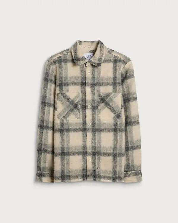 WAX LONDON Whiting Wool Blend Ash Check Overshirt