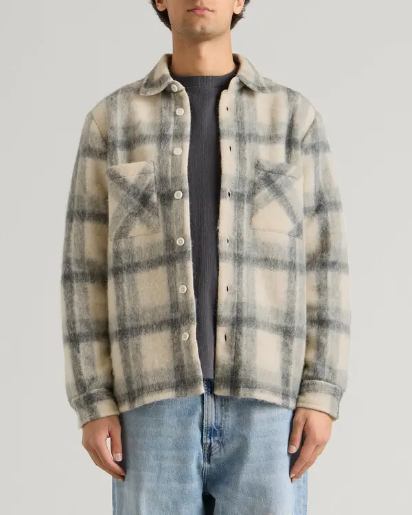 WAX LONDON Whiting Wool Blend Ash Check Overshirt