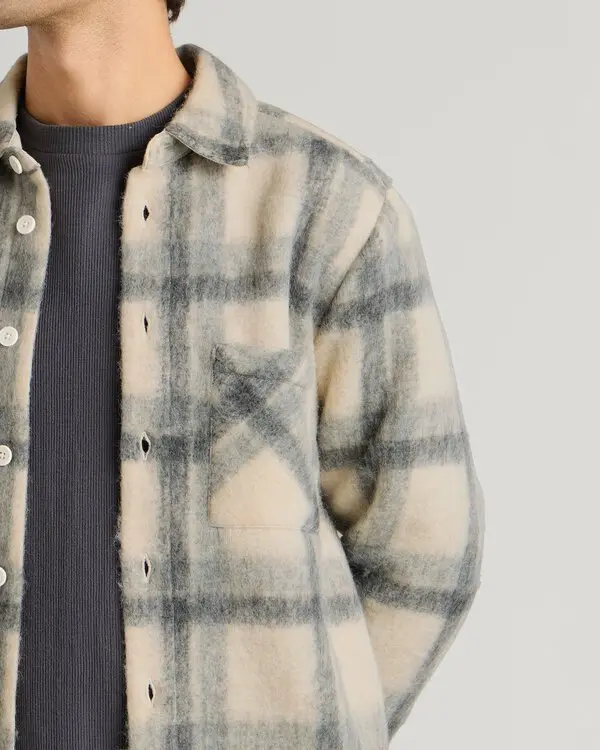 WAX LONDON Whiting Wool Blend Ash Check Overshirt