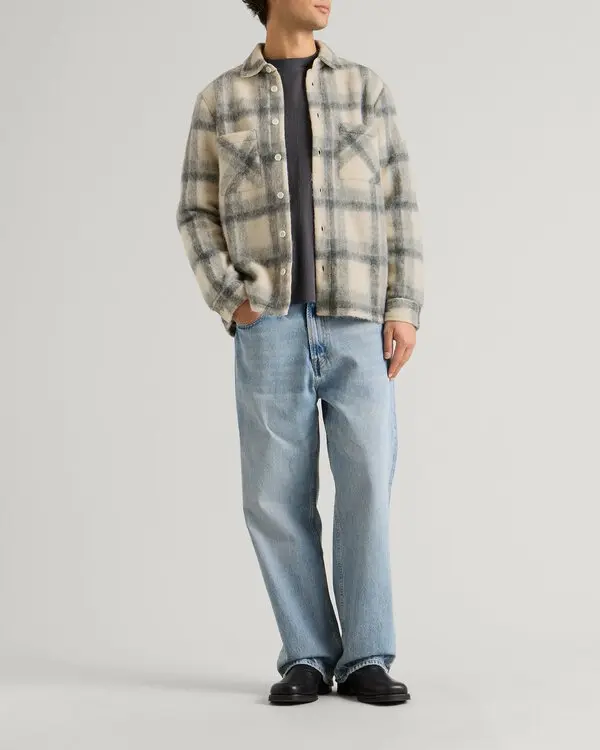 WAX LONDON Whiting Wool Blend Ash Check Overshirt
