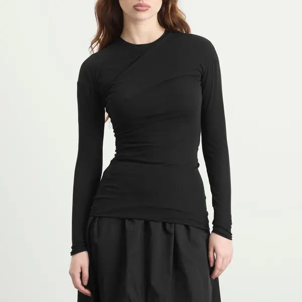 JIL SANDER Double Layer Twisted Long Sleeve Top