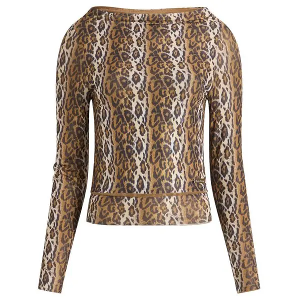 HOUSE OF SUNNY Leopard Multi Layered Long Sleeve Top | Polyester/elastane/mesh | End Clothing