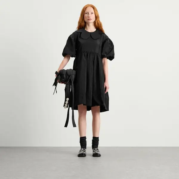 Simone Rocha Mini Puff Sleeve Petal Collar Smock Dress