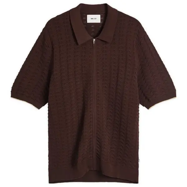 Nn07 Gustav Pointelle Stitch Zip Polo
