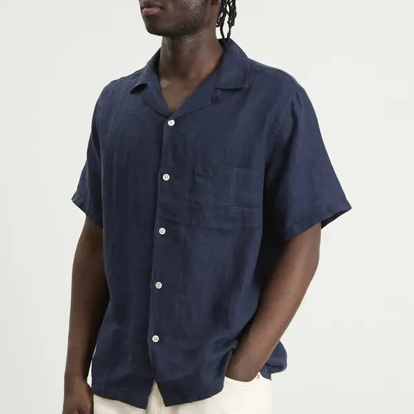 Portuguese Flannel Linen Camp Collar Vacation Shirt
