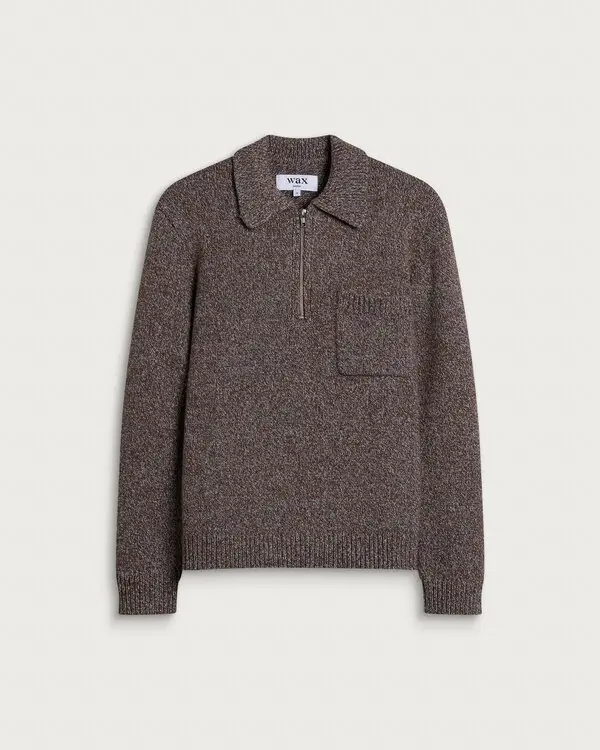 WAX LONDON Alpha Zip Space Dye Long Sleeve Polo