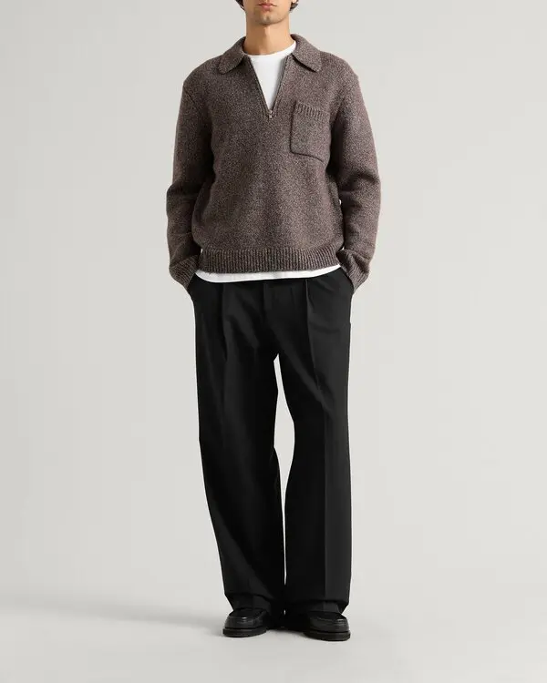 WAX LONDON Alpha Zip Space Dye Long Sleeve Polo
