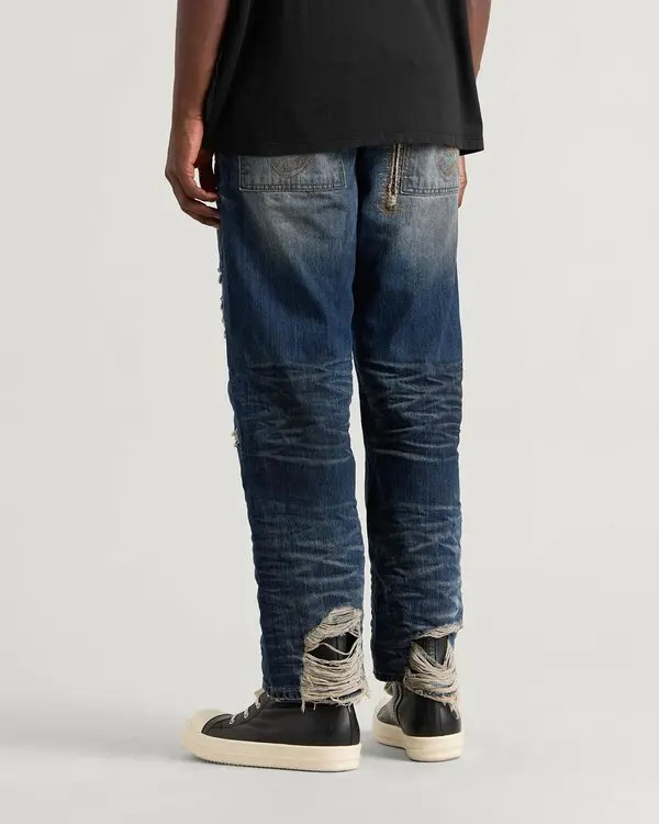 THUG CLUB Skull Stitch Ripped Denim Pants