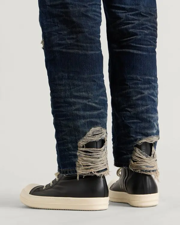 THUG CLUB Skull Stitch Ripped Denim Pants